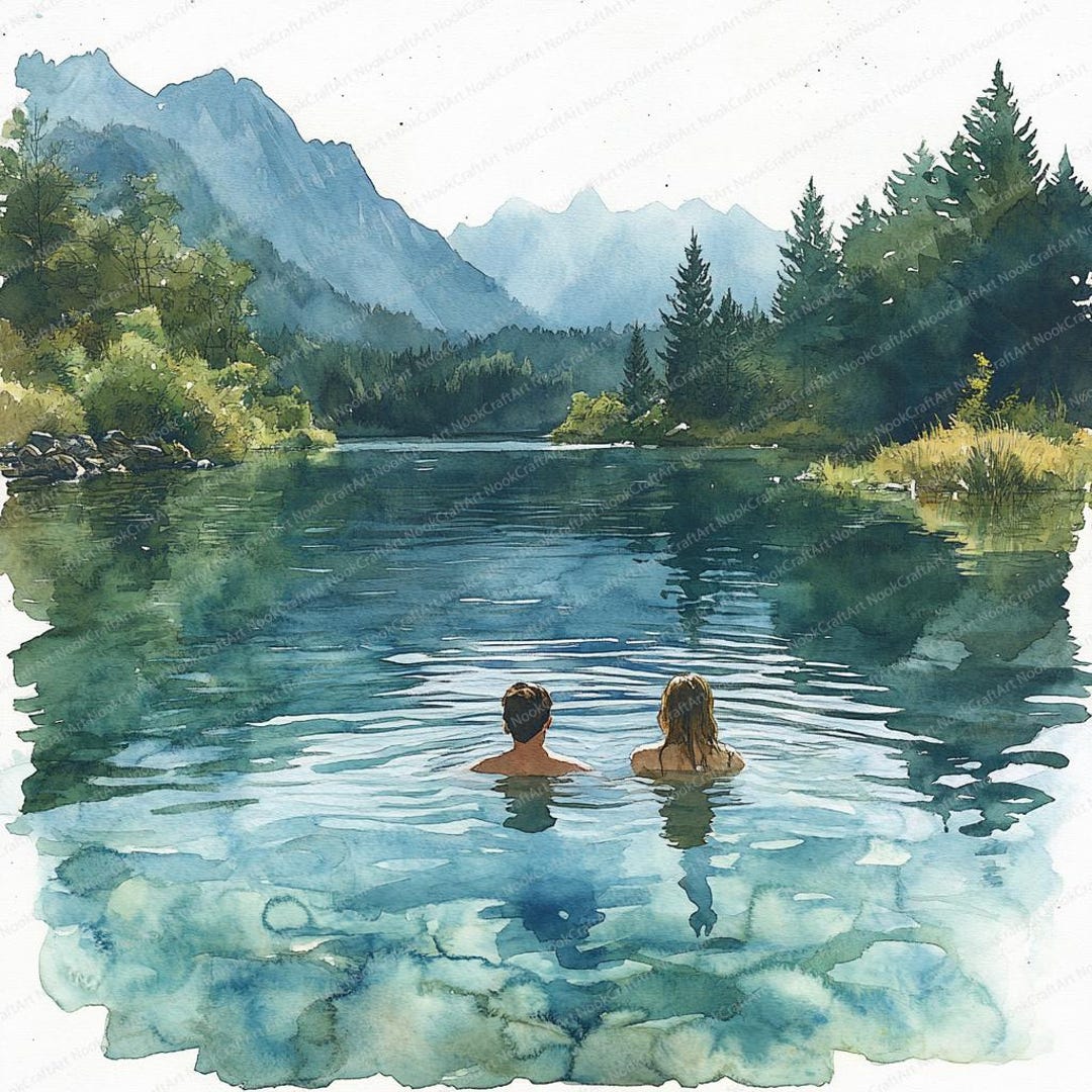 19 Couple Swimming Lake Clipart | Romantic Water Illustration Set ...