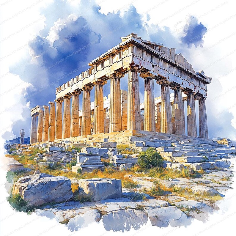 24 Parthenon Clipart Greece | Ancient Greek Temple Illustration ...