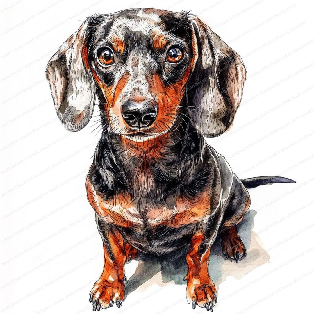 18 Dachshund Dog Clipart | Cute Wiener Dog Art | Printable Watercolor ...