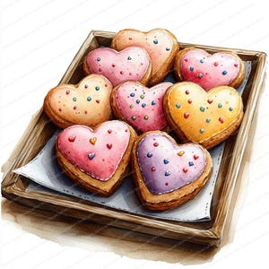 20 Heart-shaped Cookies Clipart | Romantic Dessert Graphics| Printable ...