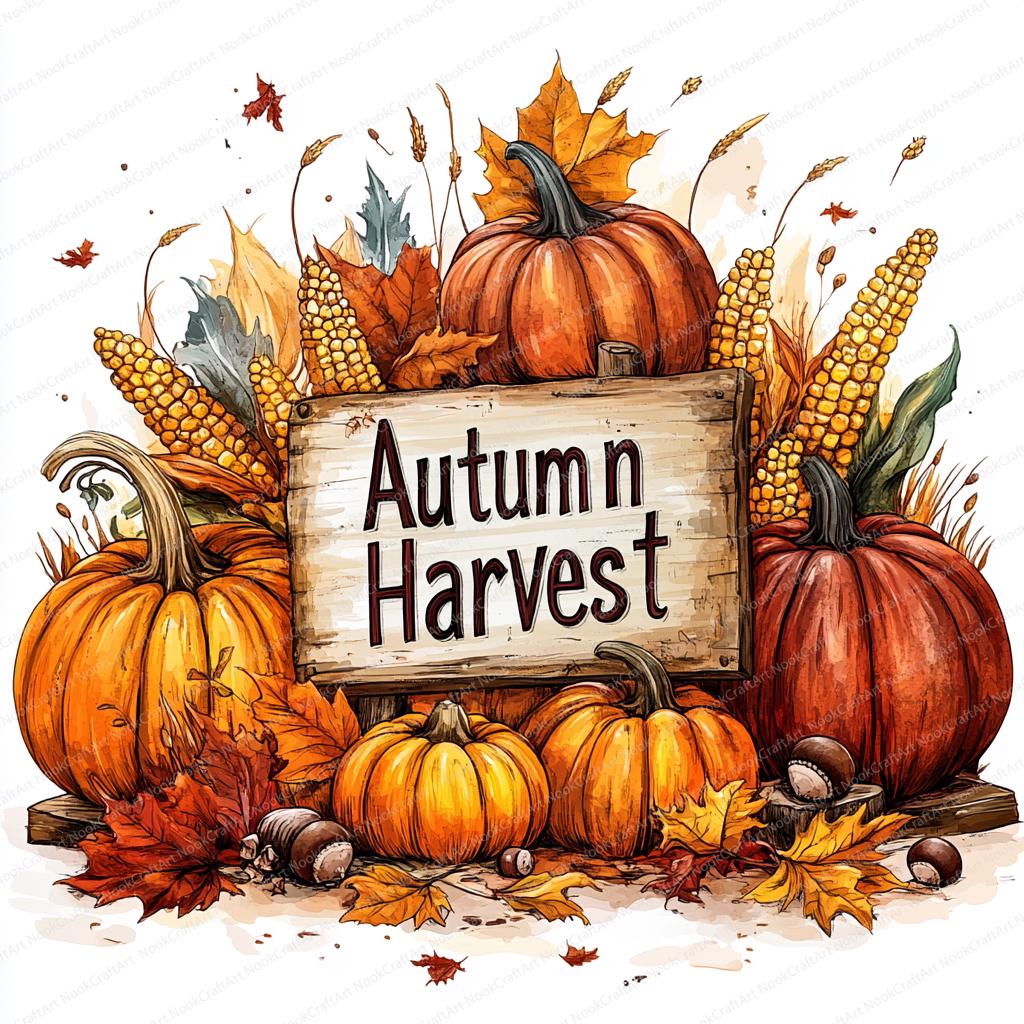 21 Pumpkin Harvest Clipart | Fall Seasonal Pumpkin Art | Printable ...