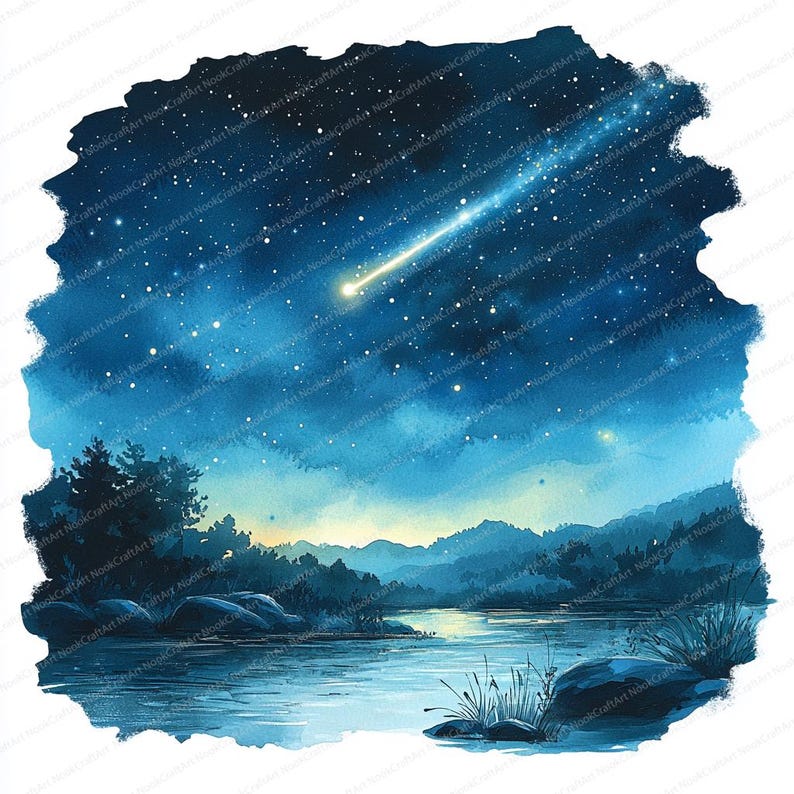 20 Starry Night Sky Clipart | Celestial Stars With Comet | Printable ...