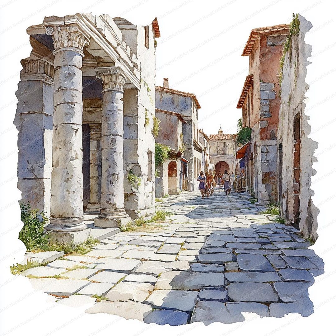 24 Ancient Roman Street Clipart | Cobblestone Pathway Illustration ...