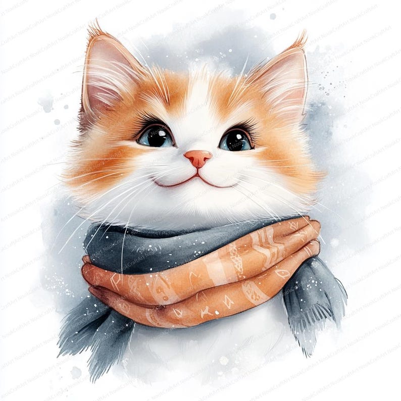20 Watercolor Cute Cat Clipart | Adorable Cat Lover Designs | Pet ...
