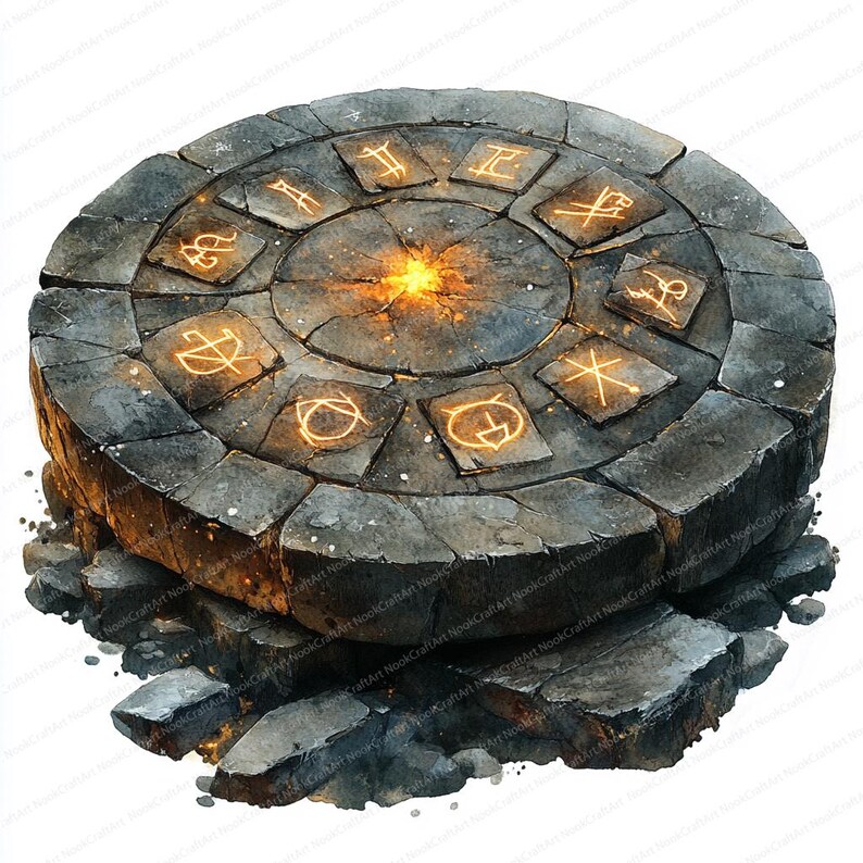 21 Magic Stone Altar Clipart | Mystical Symbols Illustration ...