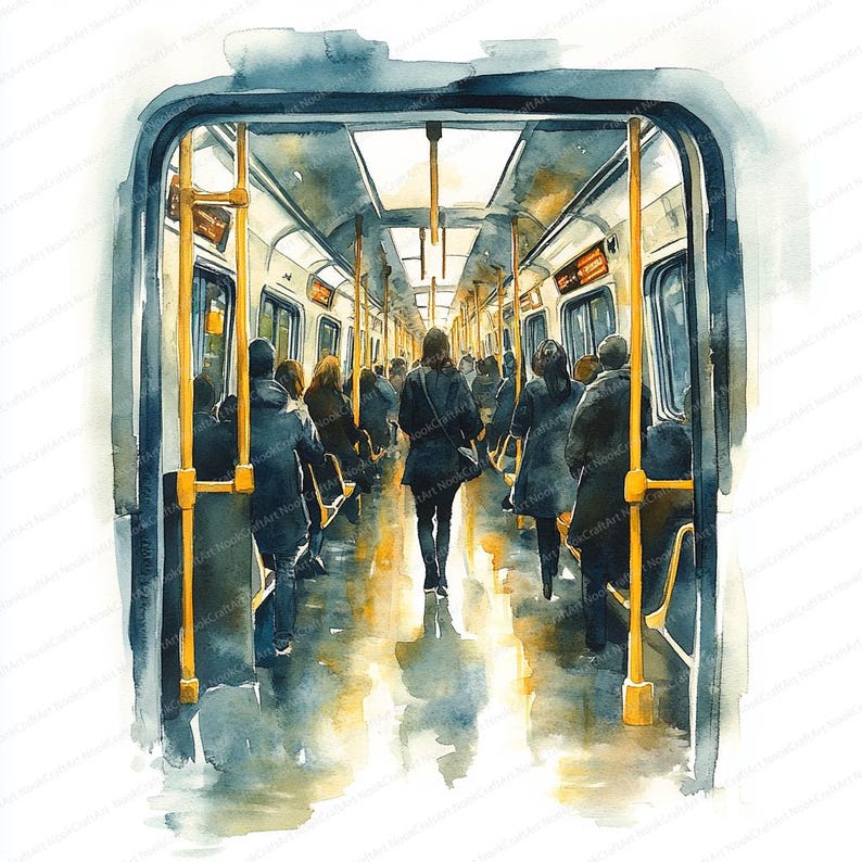 20 Rush Hour Metro Clipart | Busy Commuters Illustration Pack ...