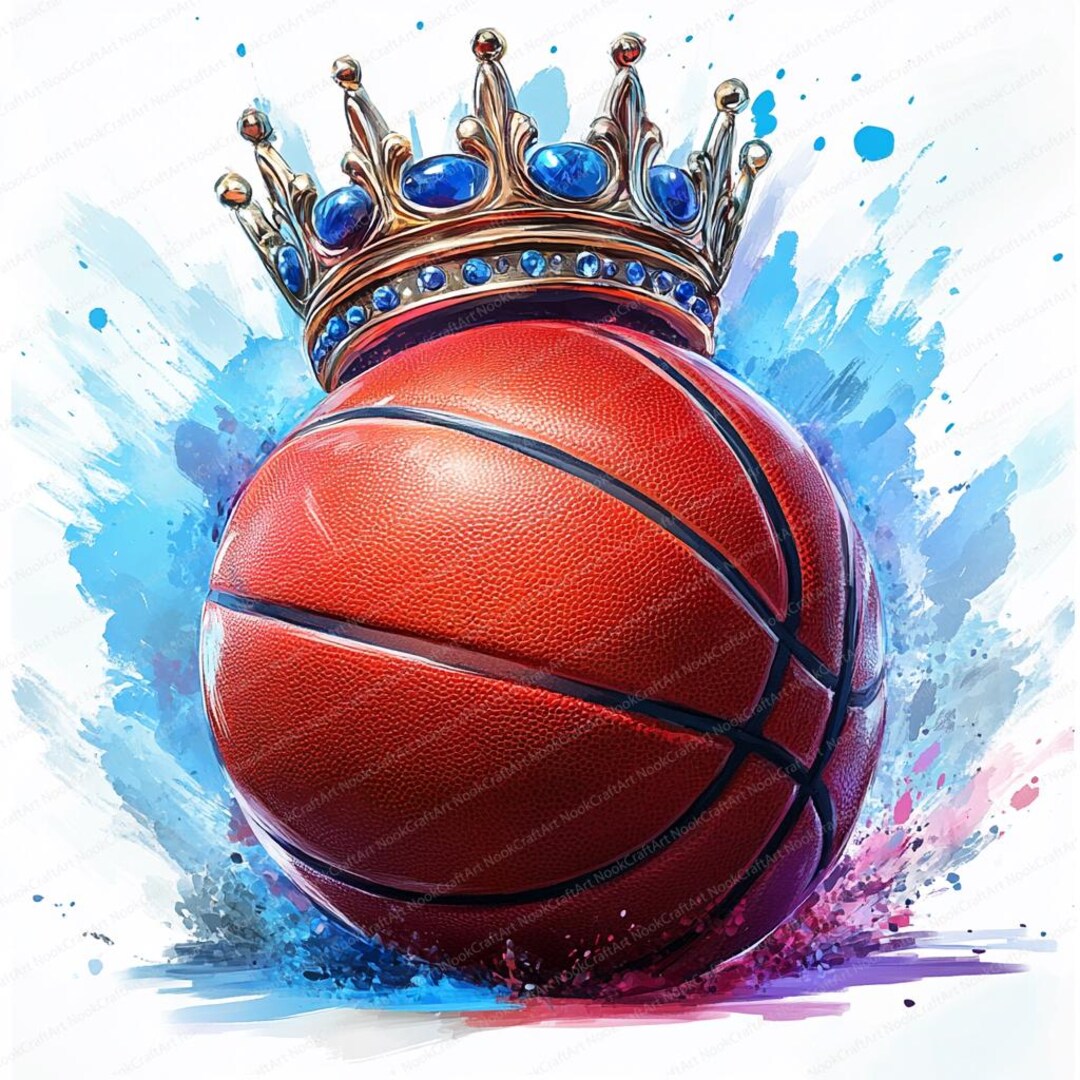 14 Basketball With Crown Clipart | Sports Art | Printable Watercolor ...