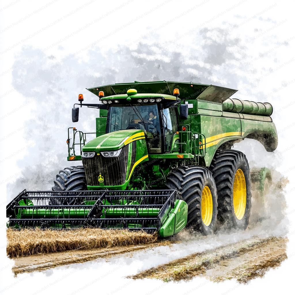 14 Combine Harvester Tractor Clipart | Watercolor Farm Tractor ...