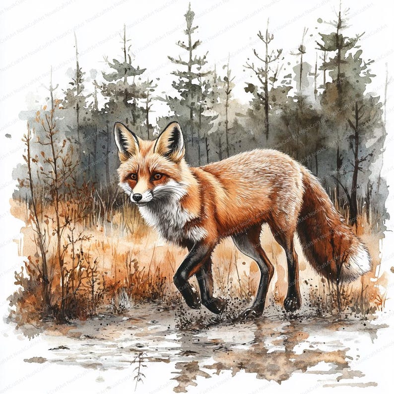 18 Fox Forest Trail Clipart | Woodland Animal Footprints Illustration ...