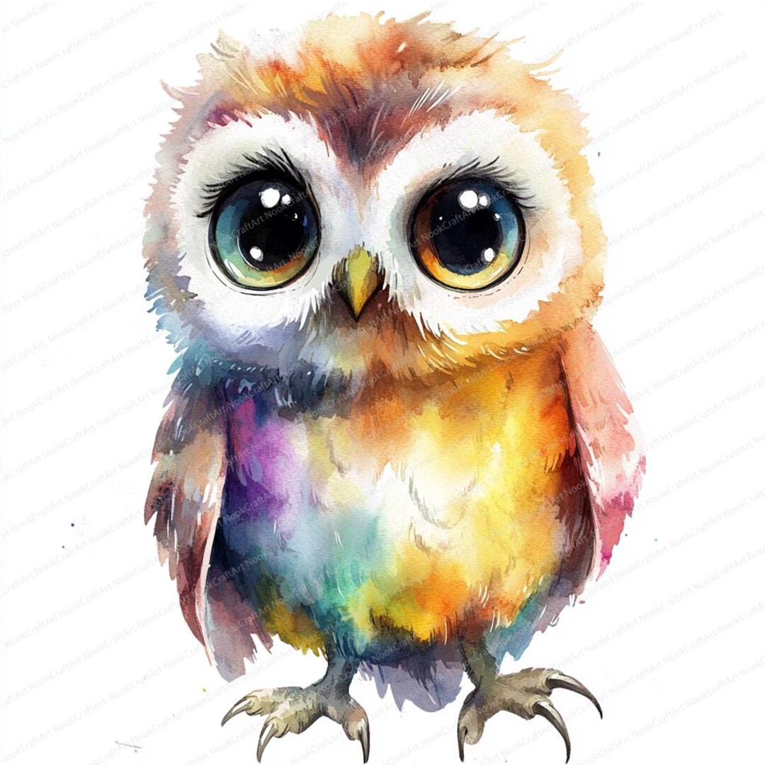 20 Cute Owl Clipart | Watercolor Owl | Printable Watercolor Clipart ...