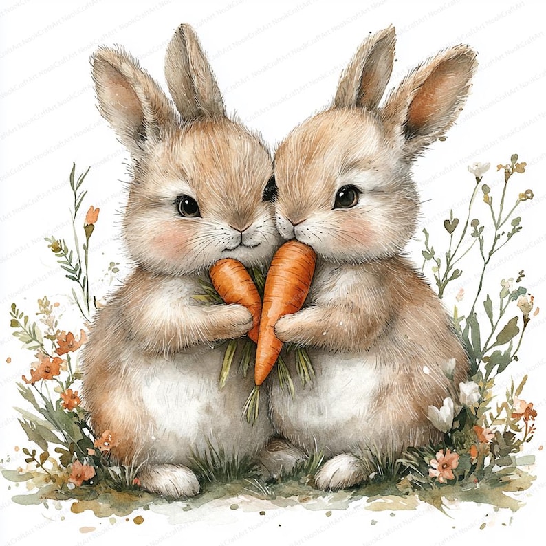 21 Bunny and Carrot Clipart Set | Cute Rabbit Illustration Collection ...