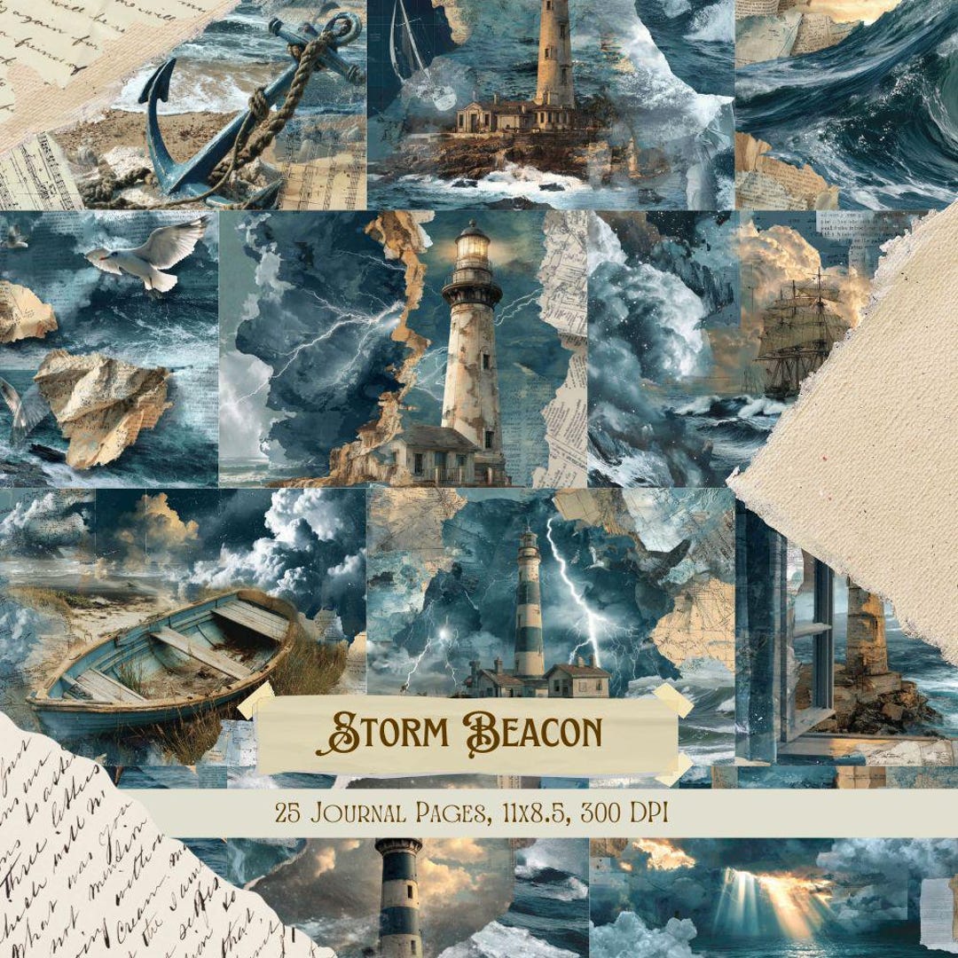 Storm Beacon Junk Journal Kit | Vintage Lighthouse Collage Sheets ...