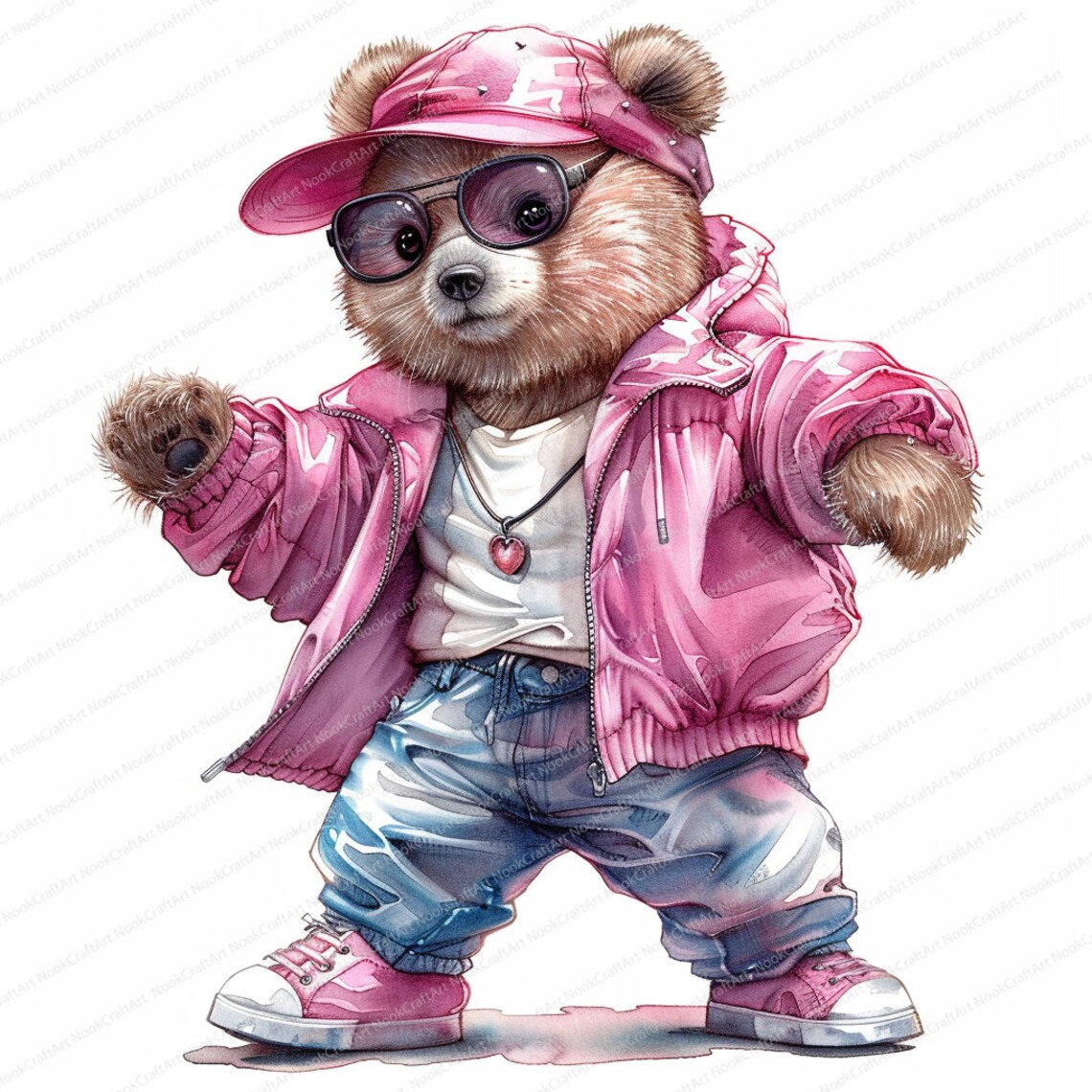 12 Cool Bear Clipart Stylish Bears in Glasses Printable Watercolor ...
