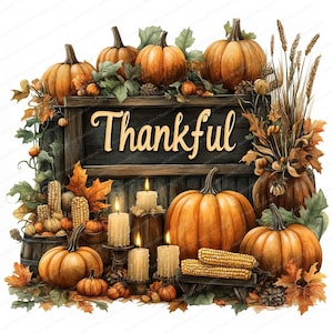 14 Fall Thanksgiving Clipart | Autumn Harvest | Printable Watercolor ...