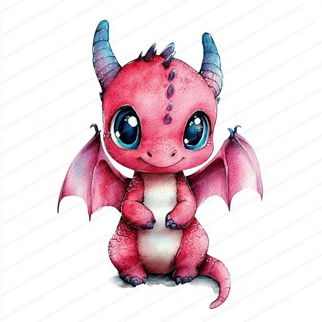 20 Watercolour Colourful Fantasy Dragon Clipart | Printable Watercolor ...