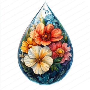 18 Dew Drop Flower Clipart | Printable Watercolor Clipart | High ...
