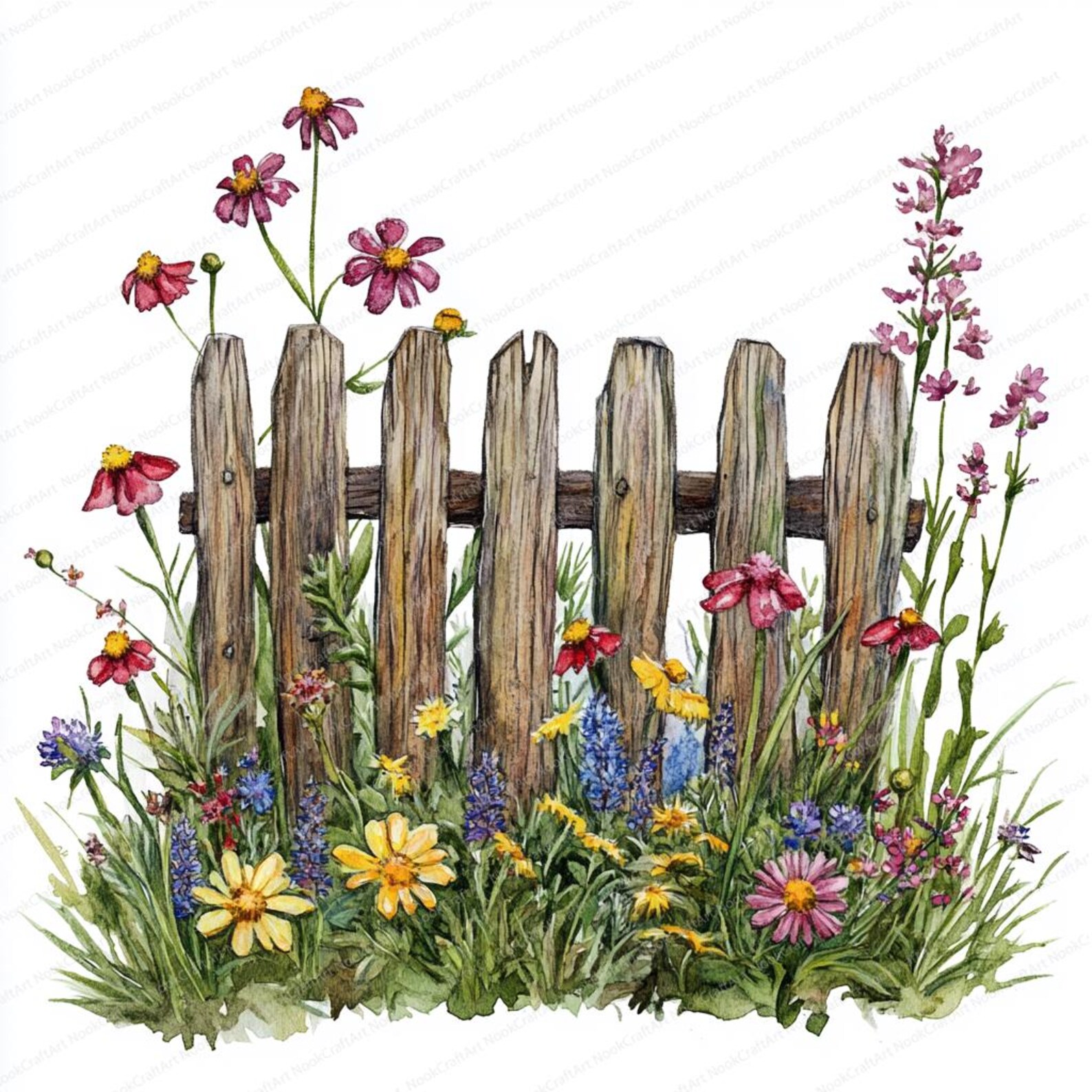20 Spring Fence Clipart | Watercolor Spring Clipart | High Quality Jpgs ...