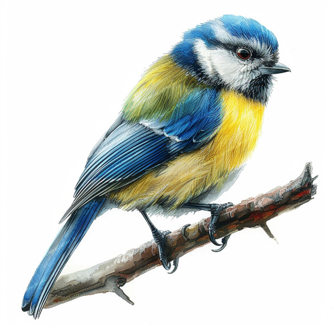 10 Blue Tit Bird Clipart Eurasian Blue Tit Printable Watercolor Clipart ...