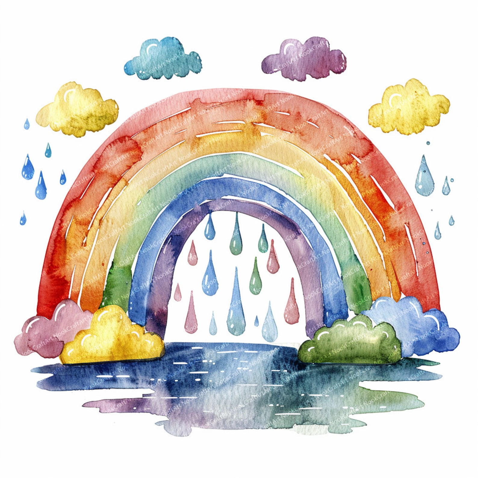 12 Sun and Rainbow Clipart Nursery Rainbow Printable Watercolor Clipart ...
