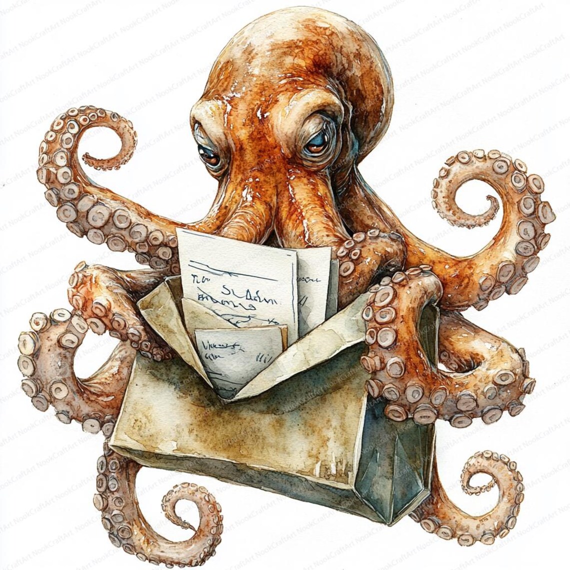 18 Octopus Mailman Clipart | Whimsical Ocean Delivery Art | Printable ...