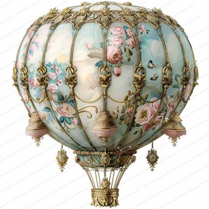 16 Victorian Hot Air Balloon Graphics Pack | Printable Watercolor ...
