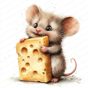 20 Cheerful Mouse Cheese Cake Clipart | Whimsical Cartoon Dessert Hug ...