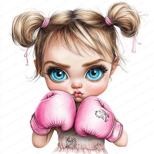 18 Cute Boxing Girl Clipart Bundle Printable Watercolor Clipart High ...