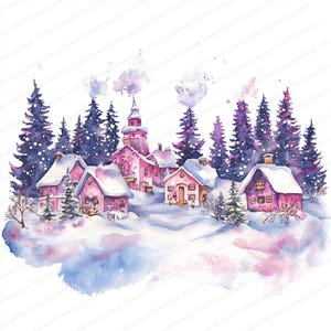 14 Christmas Card Clipart | Winter Homes Greeting Card | Printable ...