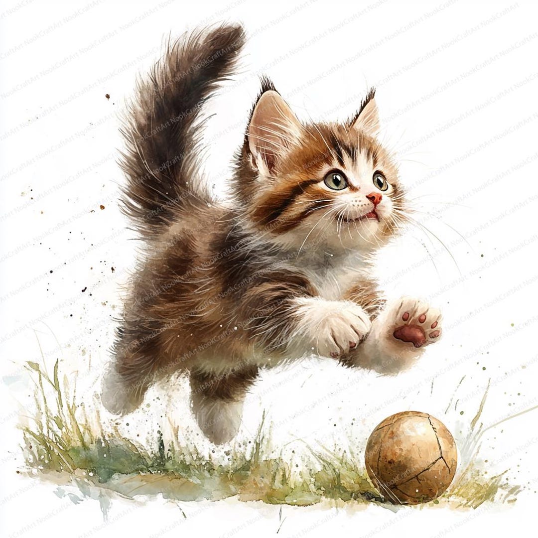 20 Playful Kitten Football Clipart | Cute Cat Kicking Soccer Ball ...