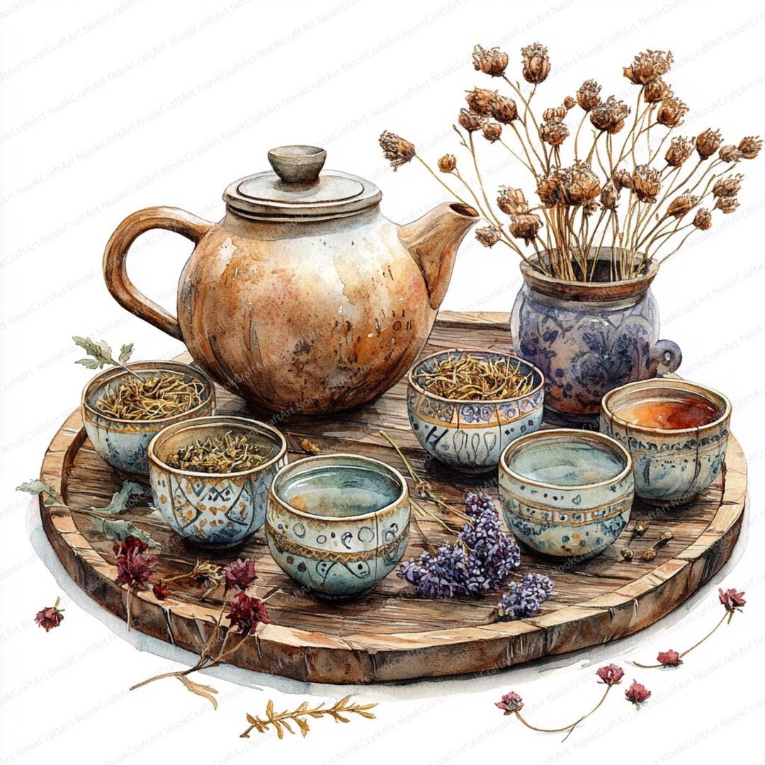 24 Bohemian Tea Set Clipart | Whimsical Boho Teacup Designs | Printable ...