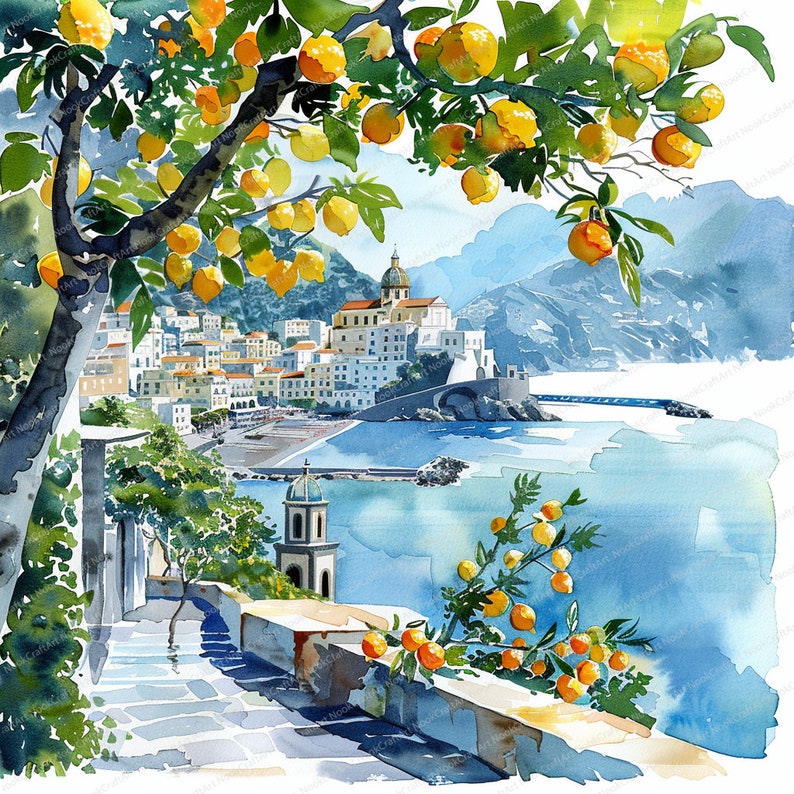 16 Italian Coast Clipart | Amalfi Citrus Coast | Printable Watercolor ...