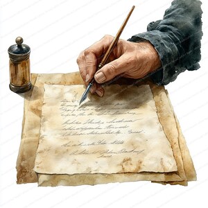 16 Quill Hand Writing Letter Clipart | Vintage Artistic Drawing ...