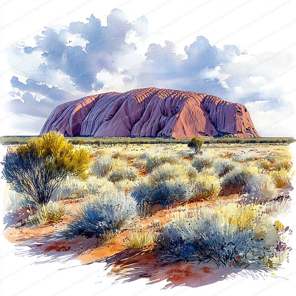 24 Uluru Rock Clipart | Australian Landmark Illustration | Printable ...