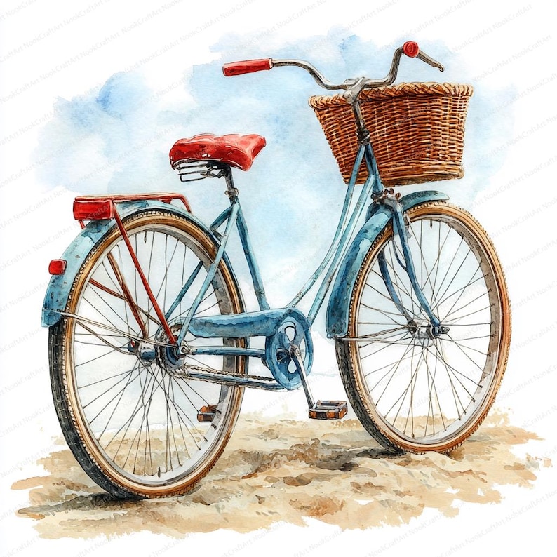 20 Retro Bicycle Lake Clipart | Vintage Scenic Waterfront Artwork ...