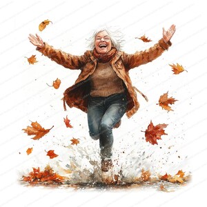 16 Autumn Senior Woman Clipart | Fall Season Graphics | Printable ...