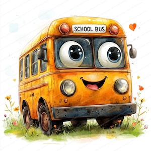 14 Cute Bus Clipart | Adorable School Bus Clipart Bundle | Printable ...