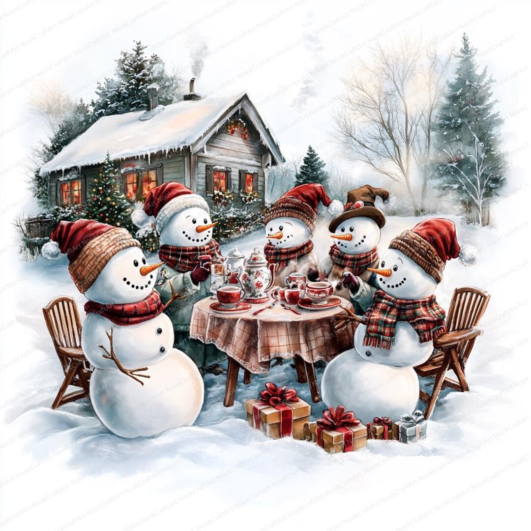 16 Christmas Snowman Watercolor Clipart | Winter Snowman Designs ...