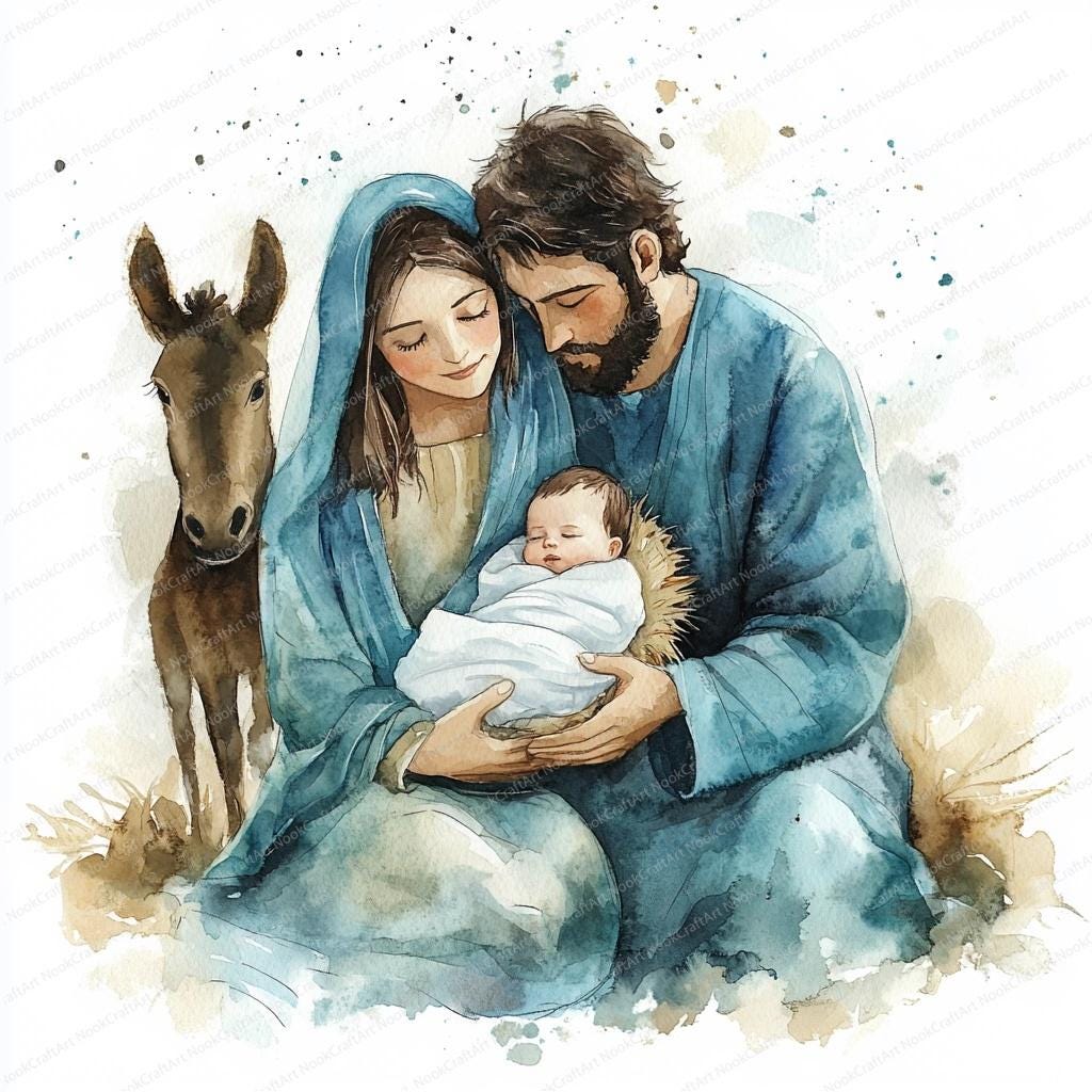 20 Watercolor Nativity Scene Clipart | Merry Christmas Clip Art Designs ...