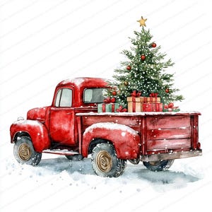 18 Watercolor Winter Truck Clipart | Christmas Clipart | High Quality ...