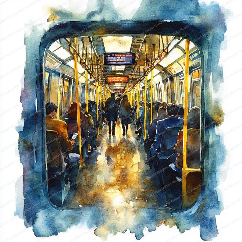 20 Rush Hour Metro Clipart | Busy Commuters Illustration Pack ...