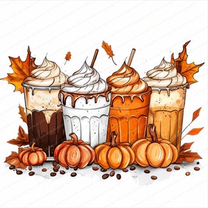 12 Coffee Clipart | Fall Coffee Drink | Printable Watercolor Clipart ...
