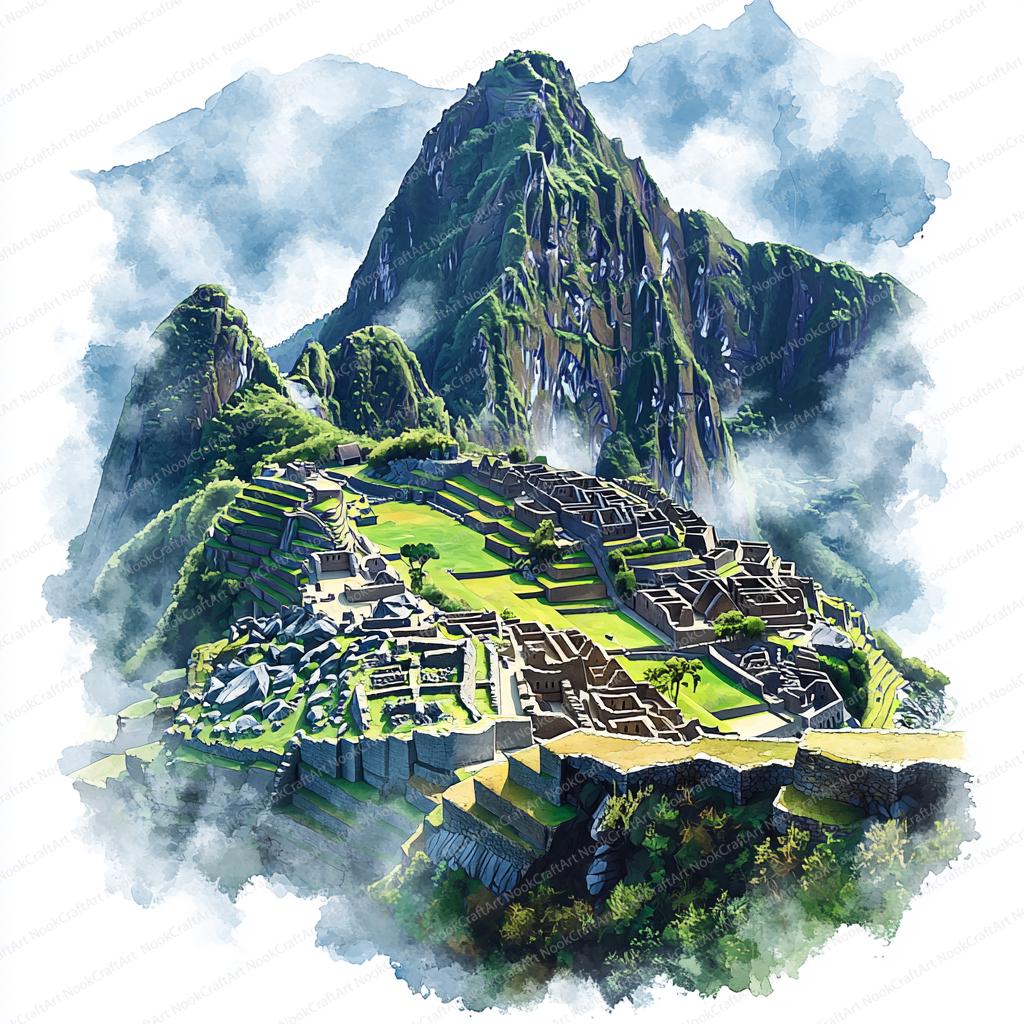 24 Machu Picchu Scenic Clipart | Ancient Incan Ruins Illustration ...