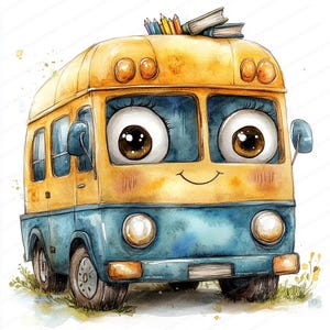14 Cute Bus Clipart | Adorable School Bus Clipart Bundle | Printable ...