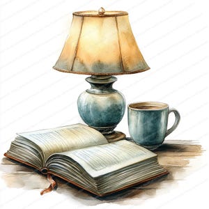 20 Cozy Reading Lamp Clipart | Book and Lamp Digital Art | Printable ...