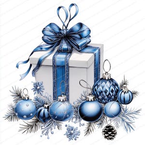 16 Blue Christmas Clipart | Christmas Clipart | Printable Watercolor ...
