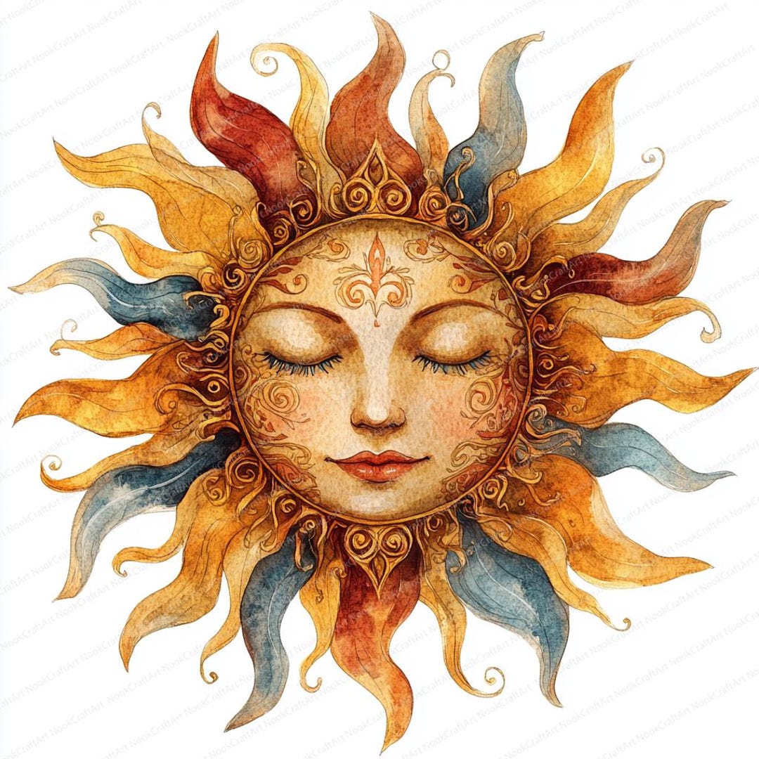 17 Sun Face Clipart With Patterns | Unique Celestial Illustrations ...