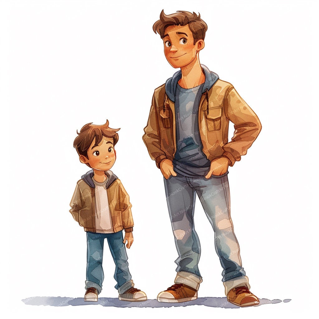 Father and Son 15 Cliparts, Father's Day, Printable Watercolor Clipart ...