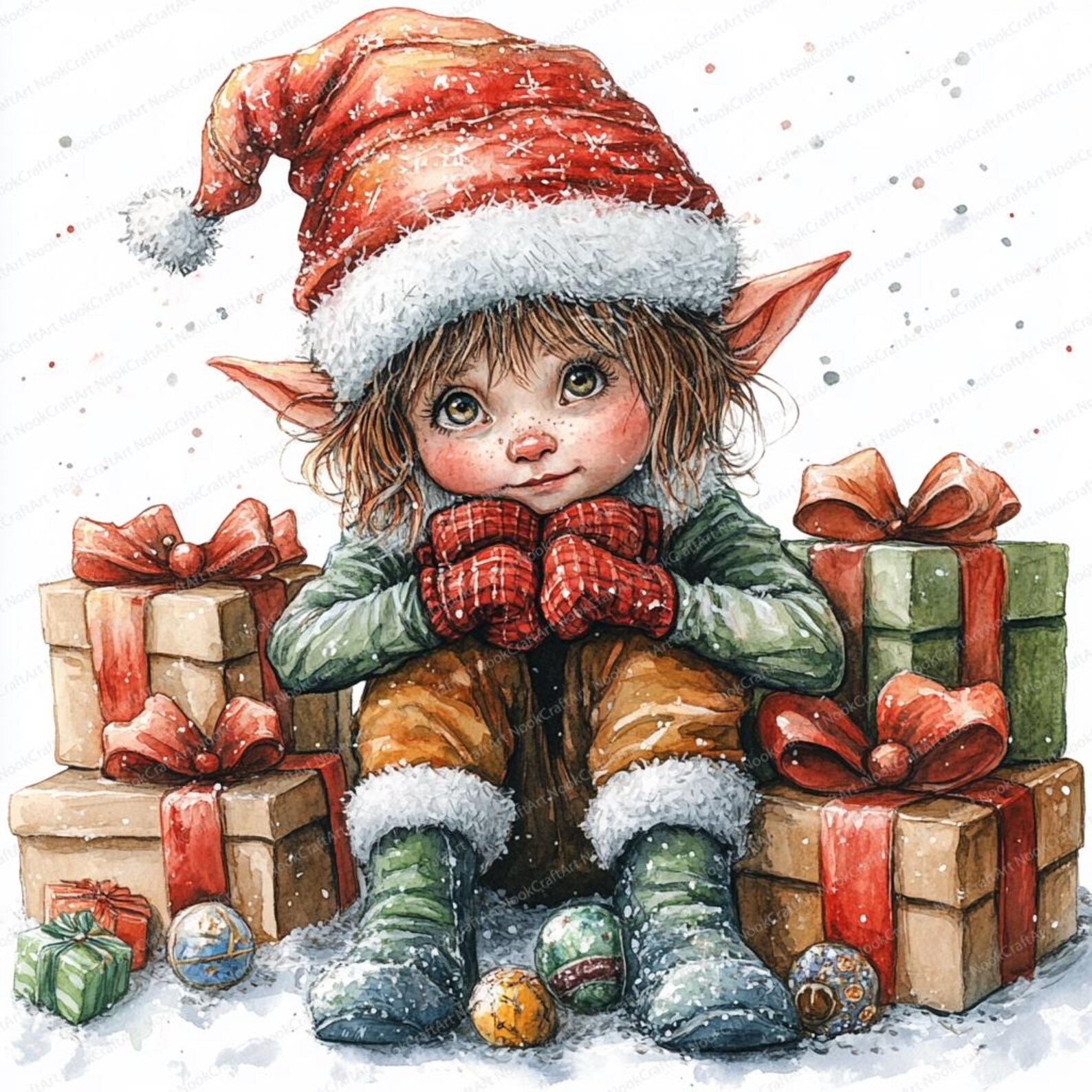 18 Elf Mischief Clipart | Tangled in Gift Ribbons | Printable ...