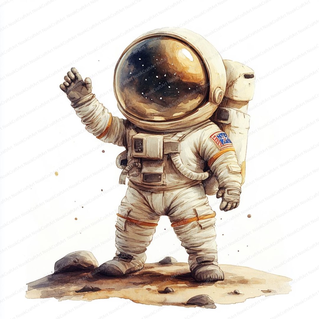 24 Astronaut Waving Clipart | Cute Space Explorer Illustration ...