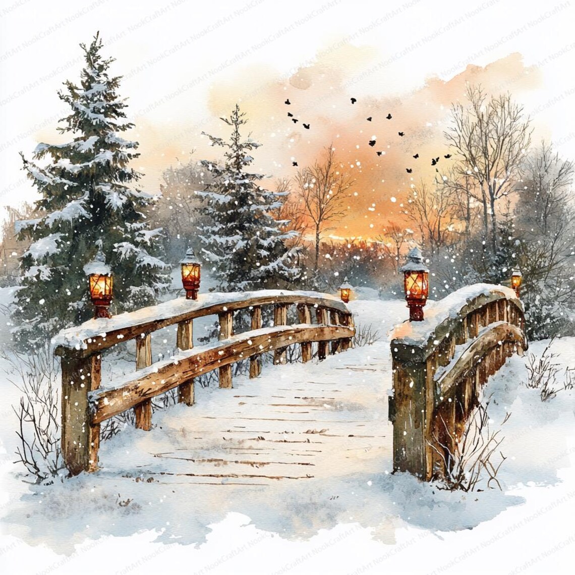 23 Sparkling Snow Bridge Clipart | Enchanting Winter Landscape ...